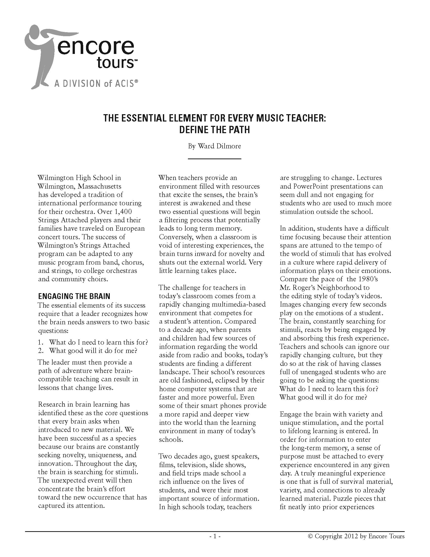 Grow Your Music Program - Encore Tours